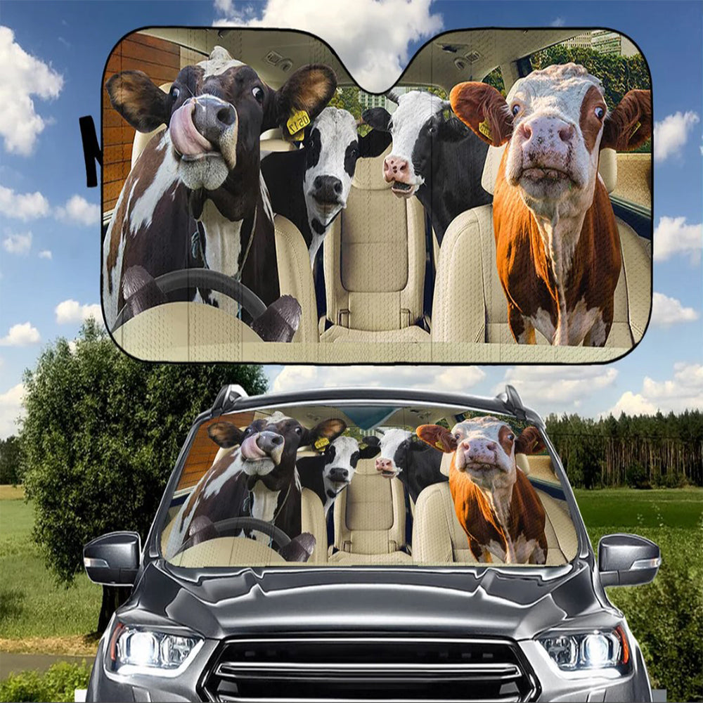 Dairy Cows Family Driving Car Auto Sunshades