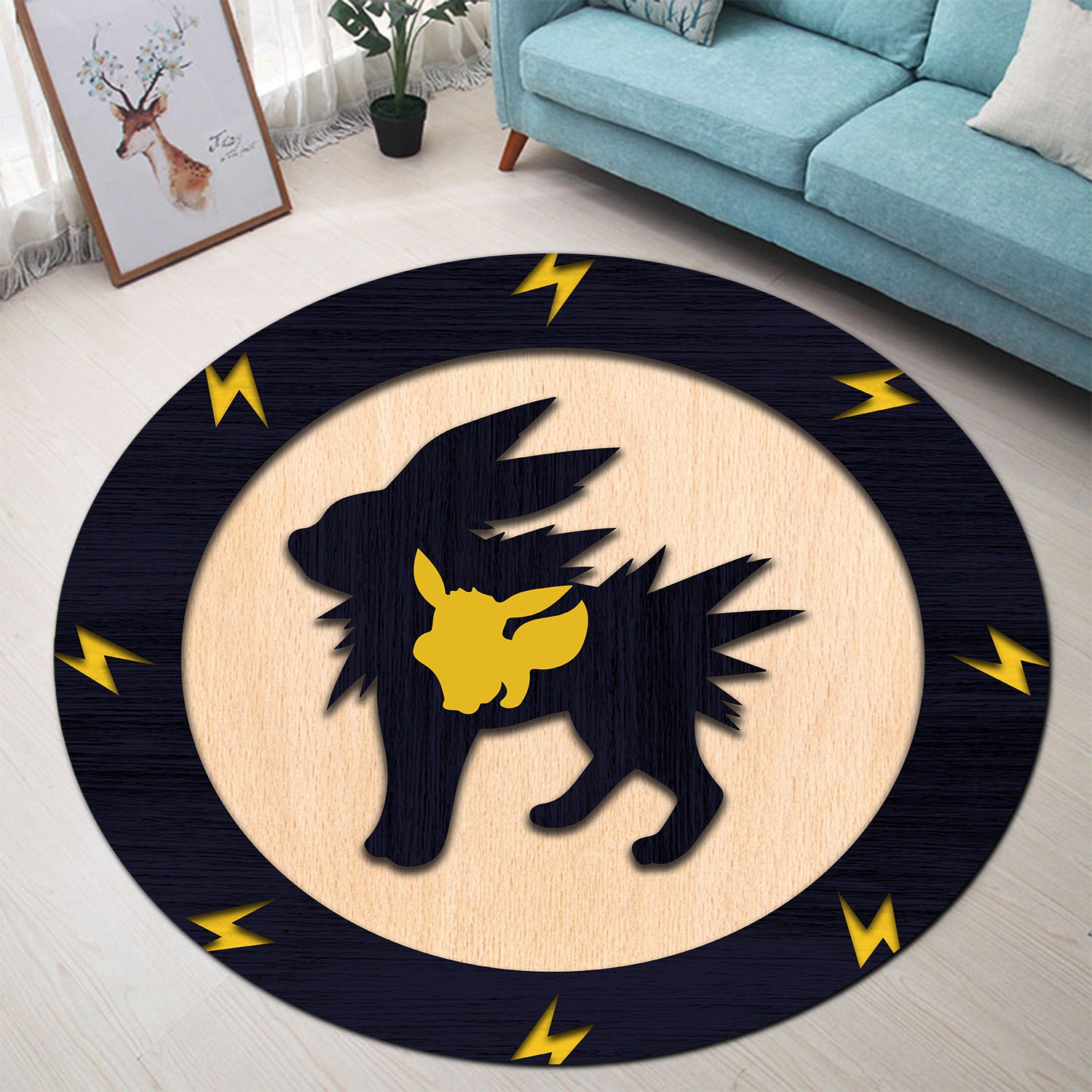 Jolteon Eevee Evolution Round Rug