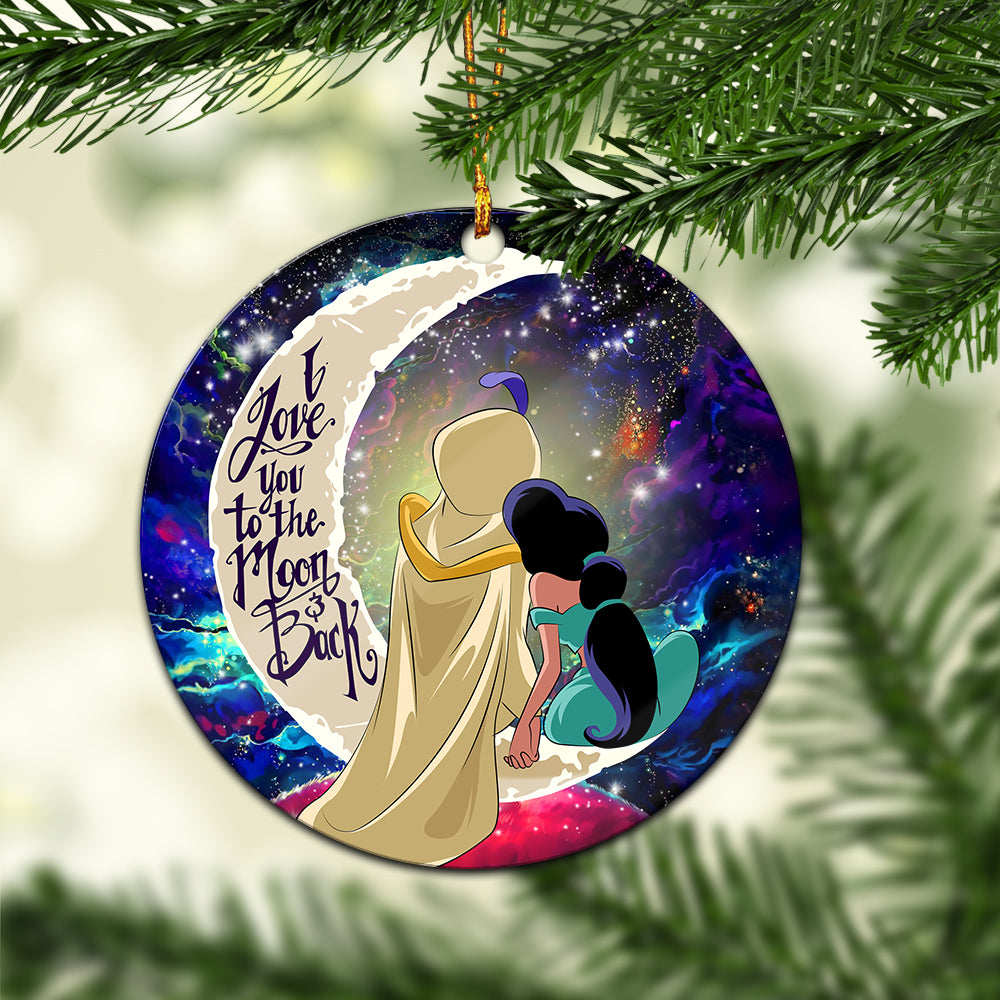 Aladin Couple Love You To The Moon Galaxy Mica Circle Ornament