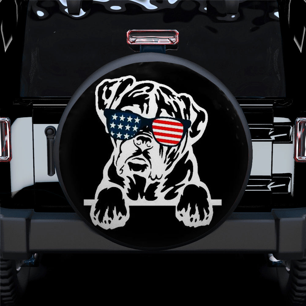Boxer Dog US Flag Glasses Jeep Car Spare Tire Covers Gift For Campers