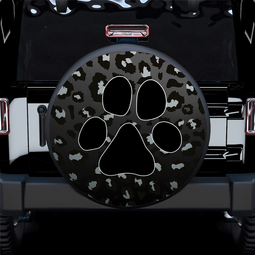 Black Cute Dog Paw Cheetah Leopard Jaguar Pattern Jeep Car Spare Tire