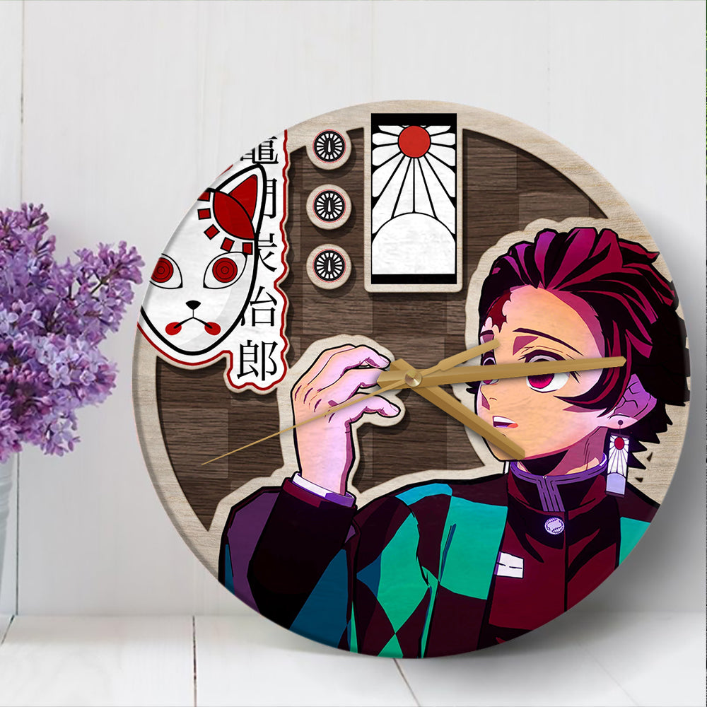 Demon Slayer Tanjiro Kamado Anime Wood Wall Clock