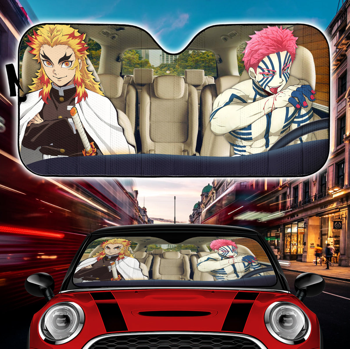 Demon Slayer Akaza Kyojuro Car Auto Sunshades
