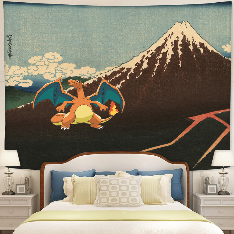 Fuji Mountain Charizard Pokemon Tapestry Room Decor