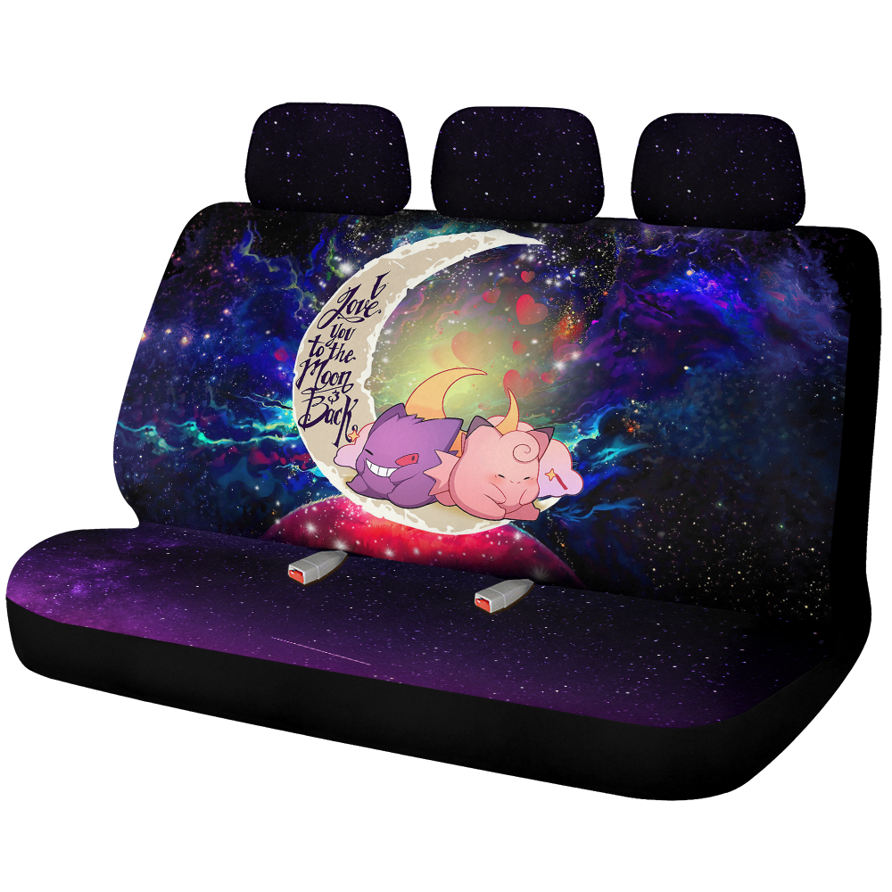 Gengar And Clefable Cute Love You To The Moon Galaxy Car Back Seat Cov