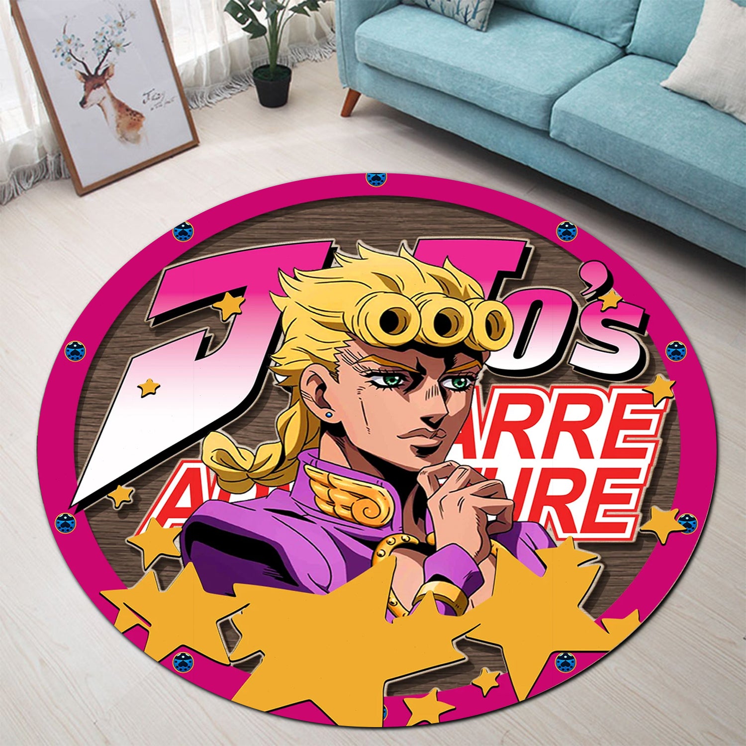 Jojo Bizarre Adventure Giorno Giovanna Round Rug