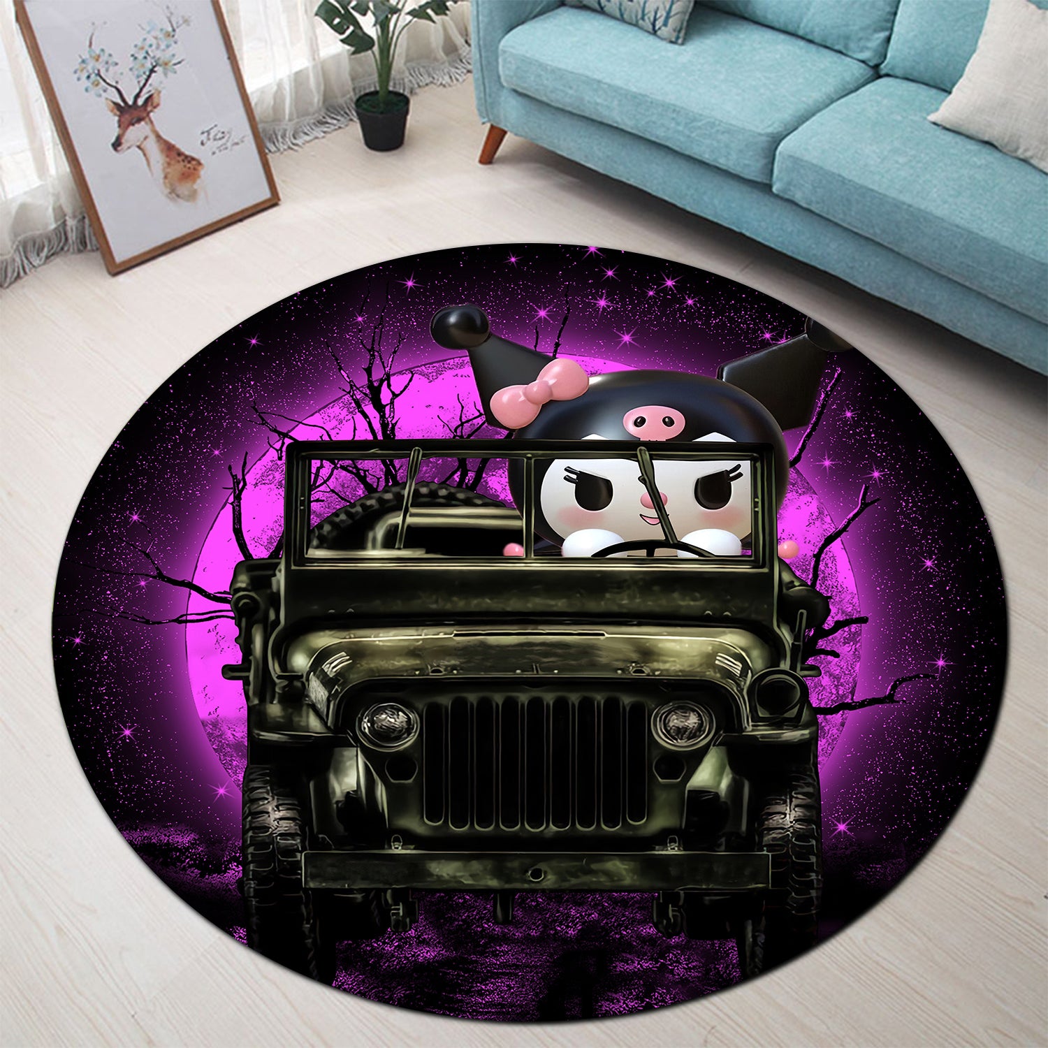 Kuromi Anime Moonlight Halloween Round Rug
