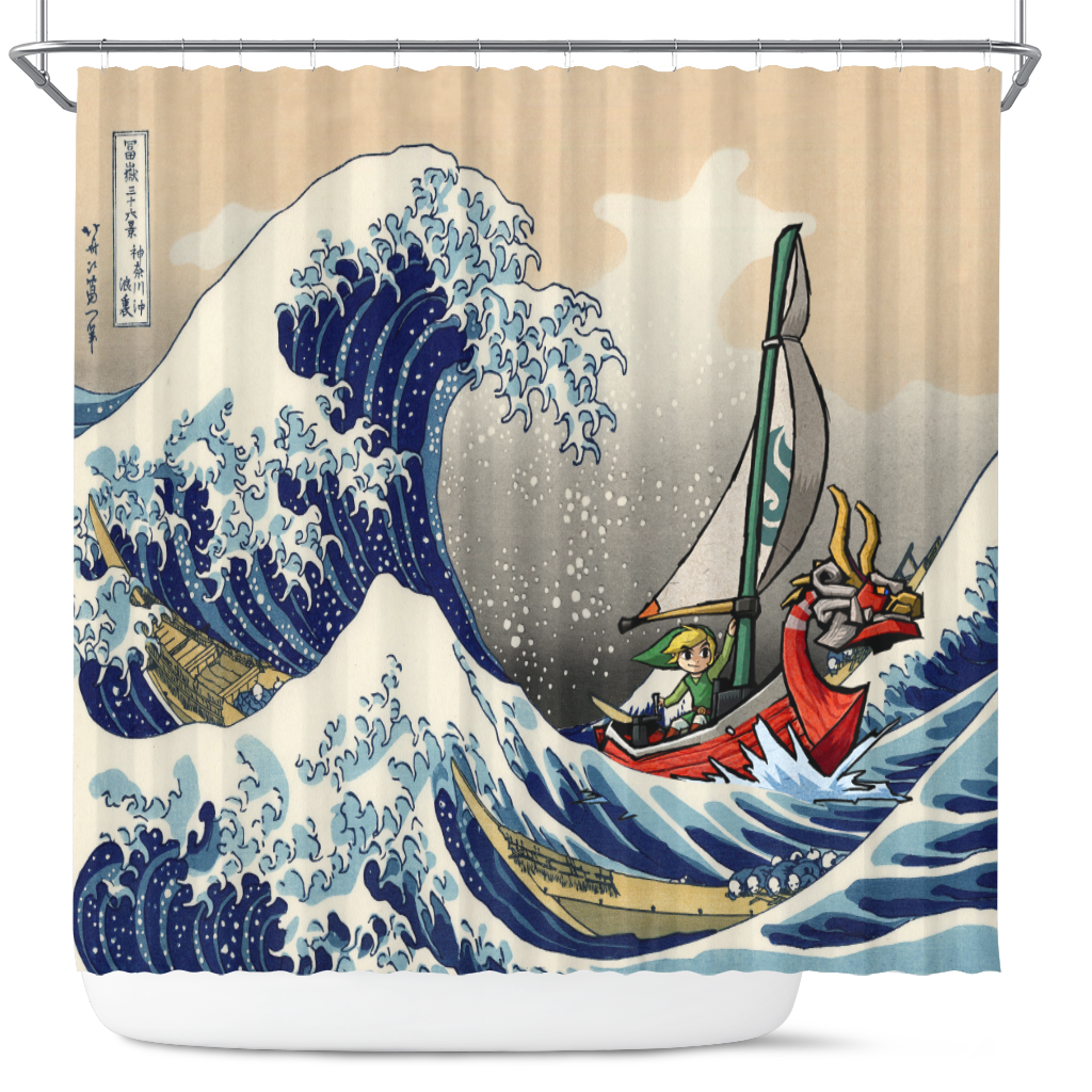 Legend Of Zelda The Great Wave Japan Shower Curtain
