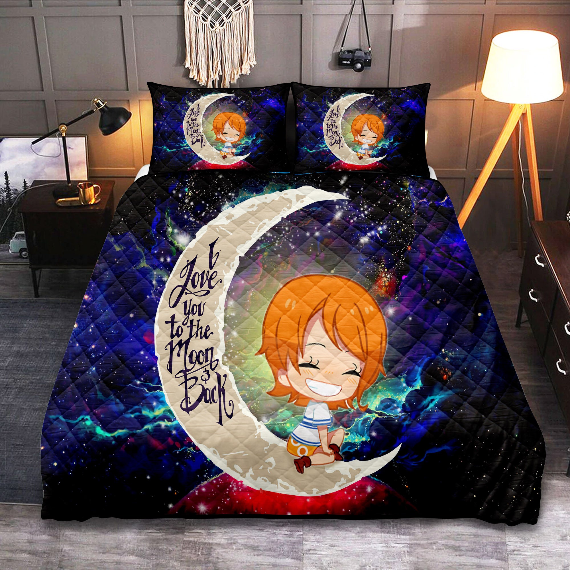 Nami One Piece Love You To The Moon Galaxy Quilt Bed Sets