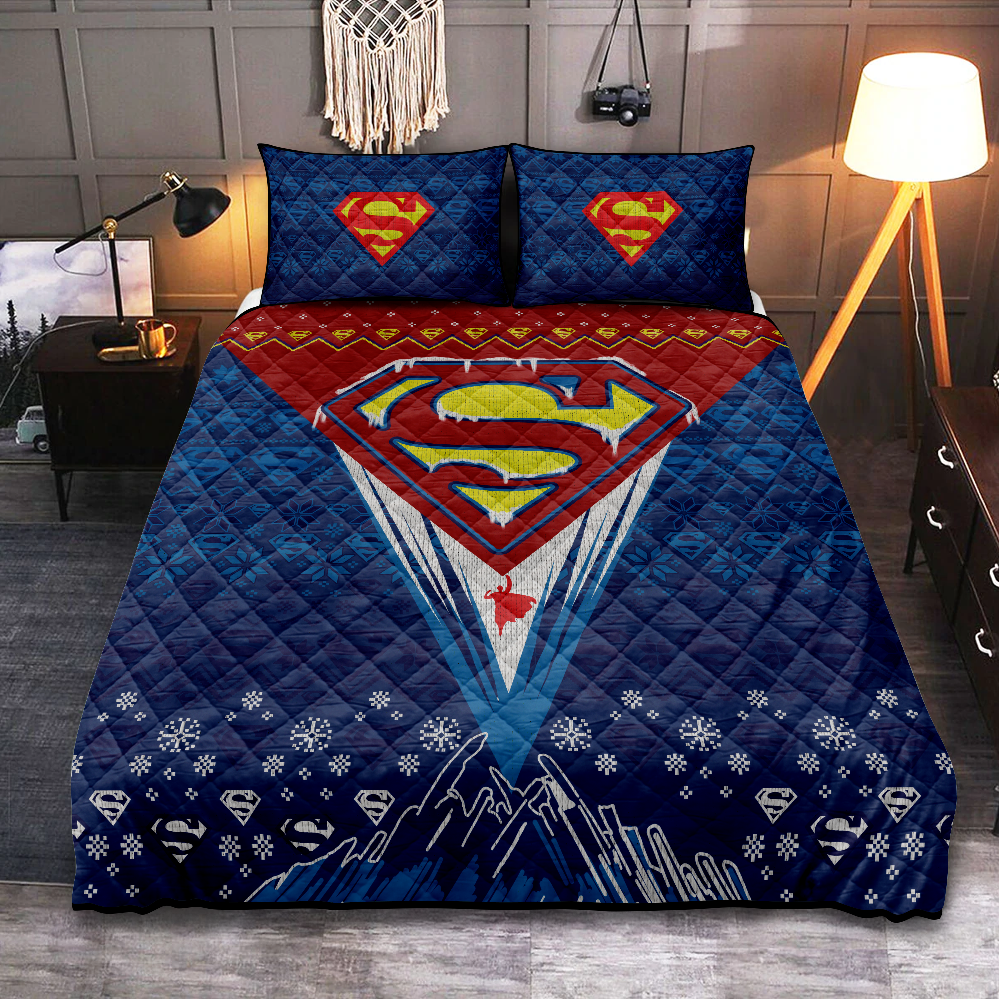 Superman Christmas Winter Quilt Bed Sets