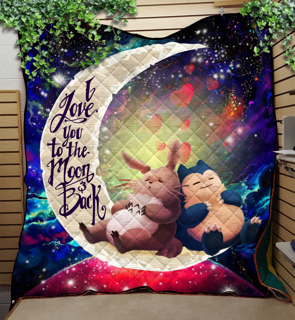 Totoro Ghibli Snorlax Love You To The Moon Galaxy Quilt Blanket
