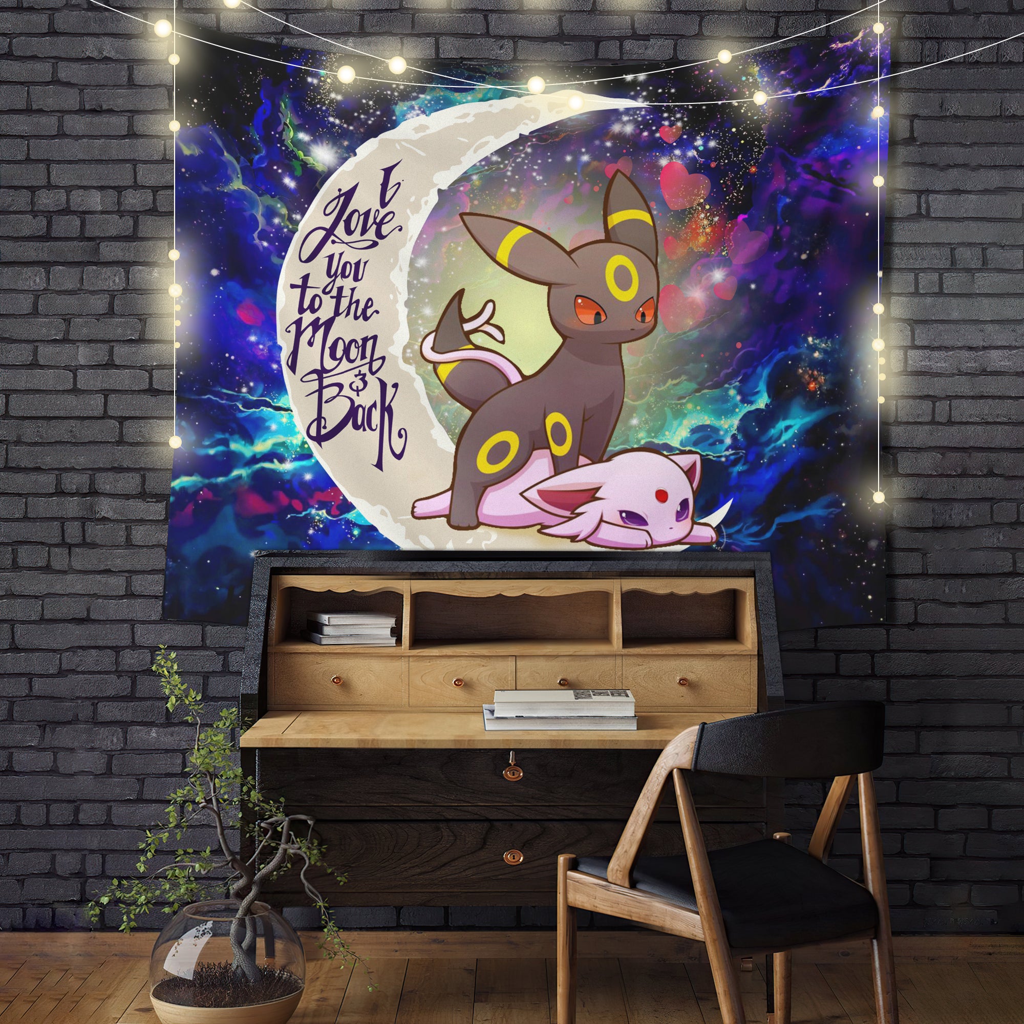 Umbreon Espeon Eevee Evolution Love You To The Moon Galaxy Tapestry Ro
