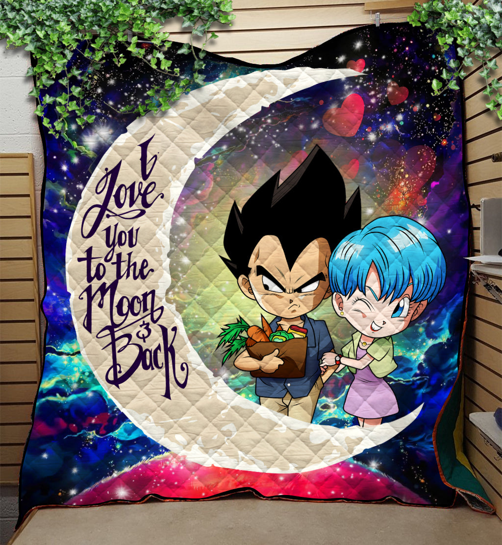 Vegeta And Bulma Dragon Ball Love You To The Moon Galaxy Quilt Blanket