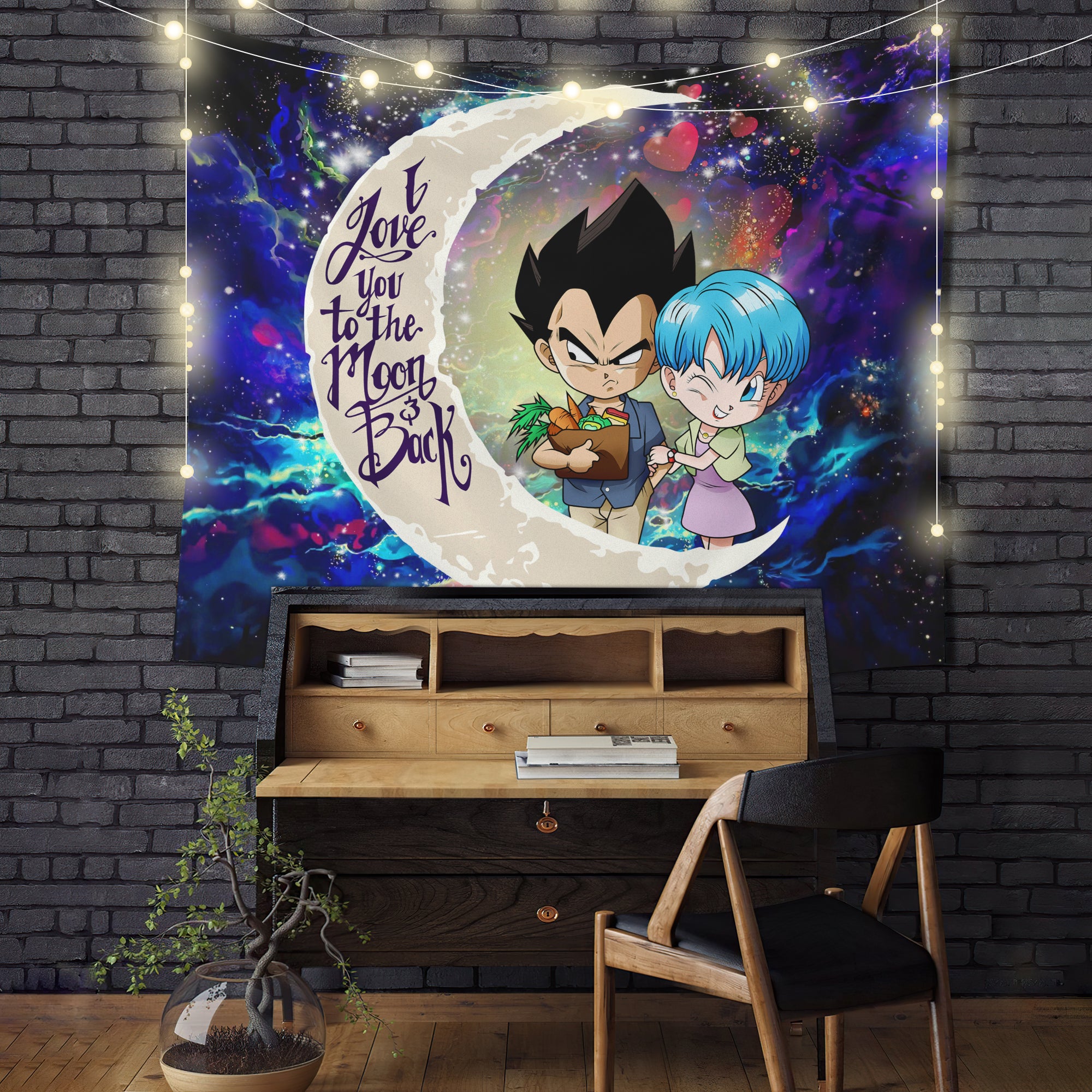 Vegeta And Bulma Dragon Ball Love You To The Moon Galaxy Tapestry Room