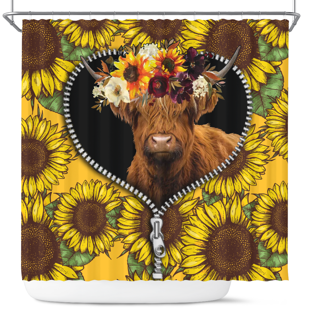 Yak Sunflower Zipper Shower Curtain