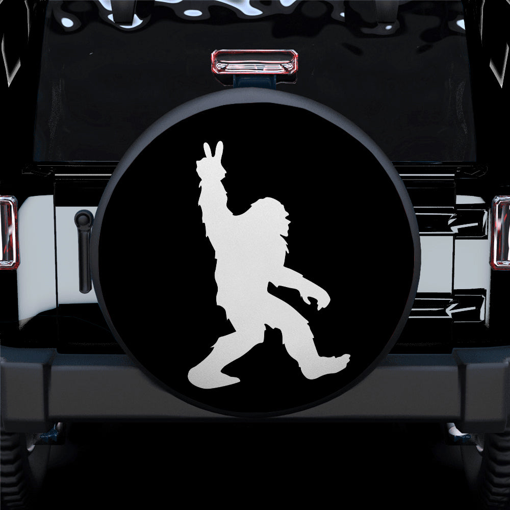 Bigfoot Peace Sign Hand Sasquatch Peace Symbol Jeep Car Spare Tire Cov