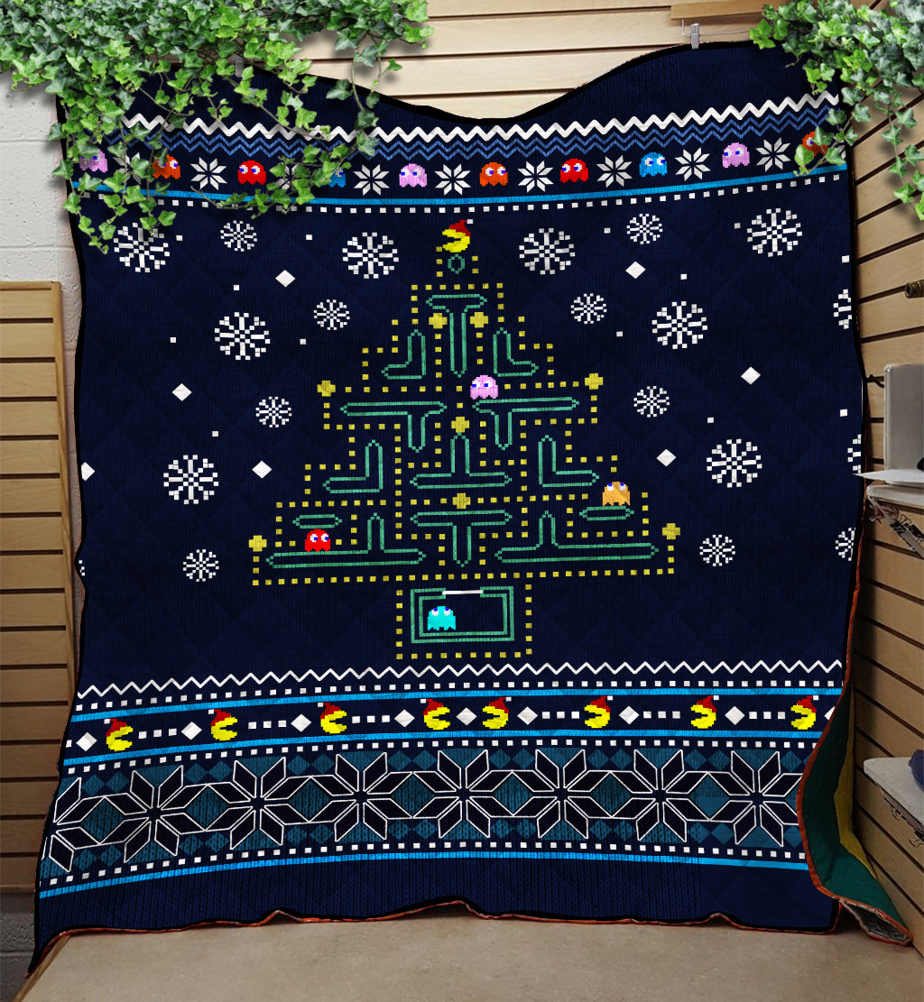Christmas Tree Pacman Quilt Blanket