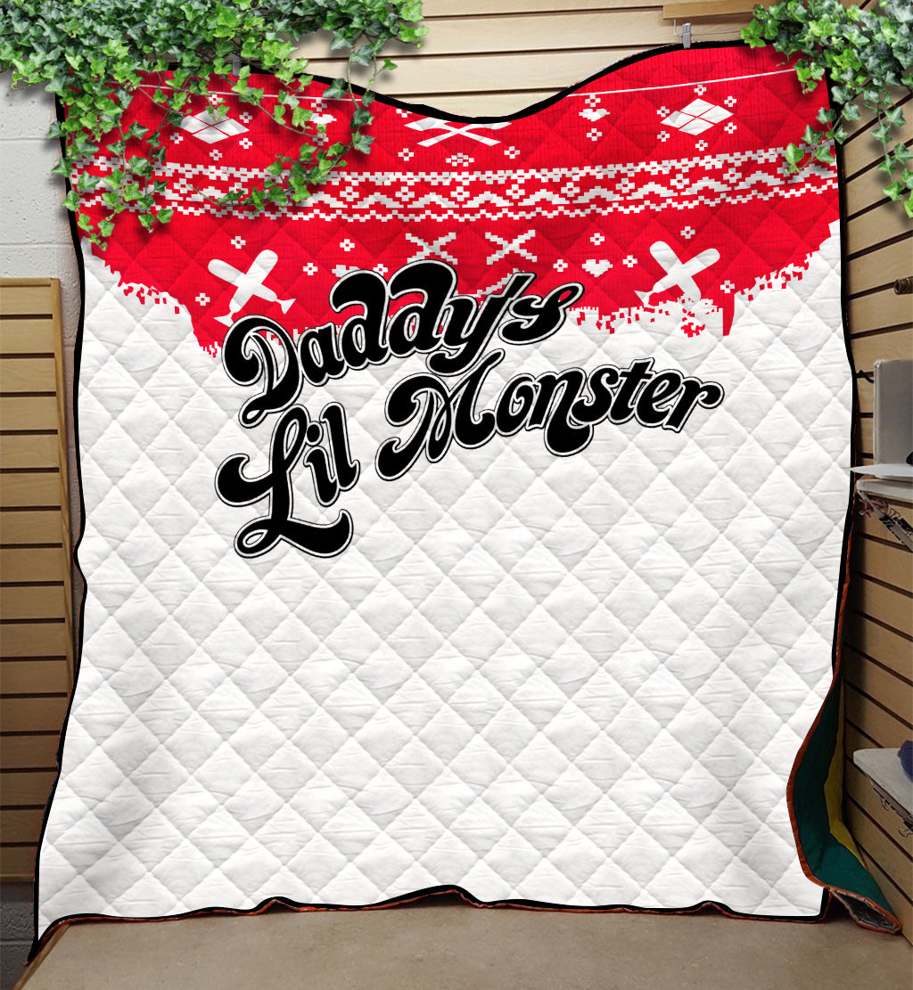 Daddy Lil Monster Christmas Quilt Blanket