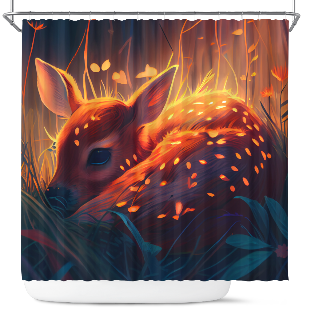 Fawn Bedded Down In The Grass Shower Curtain
