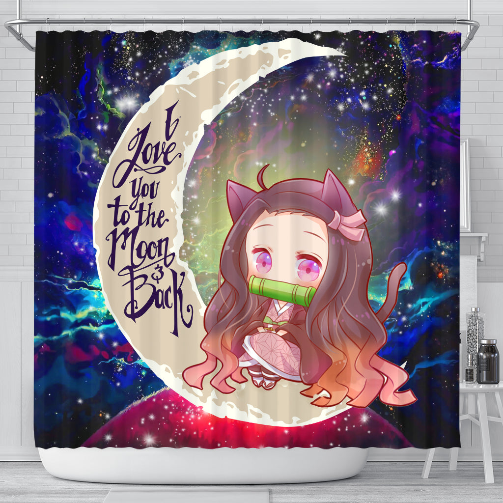 Nezuko Demon Slayer Love You To The Moon Galaxy Shower Curtain