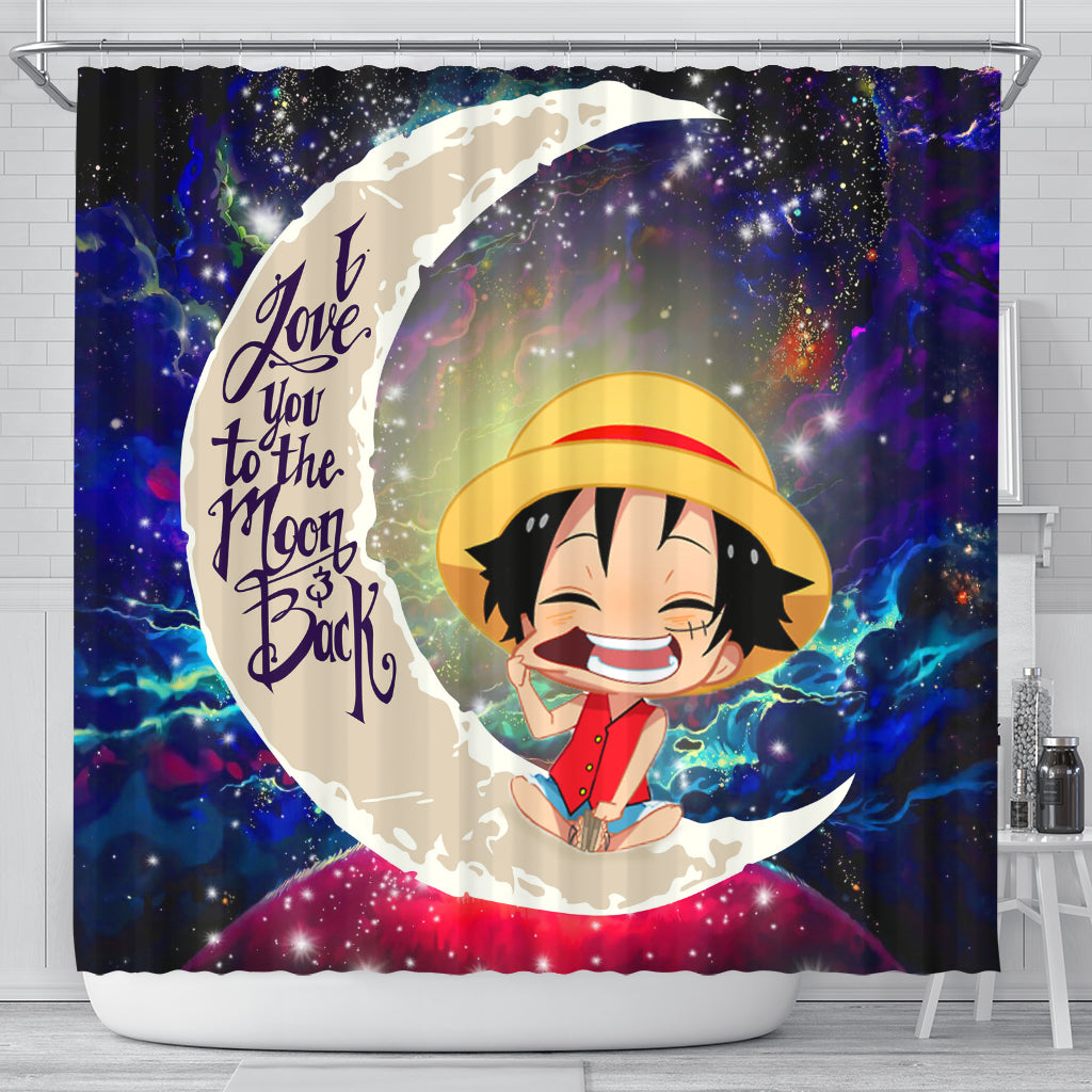 Luffy One Piece Love You To The Moon Galaxy Shower Curtain