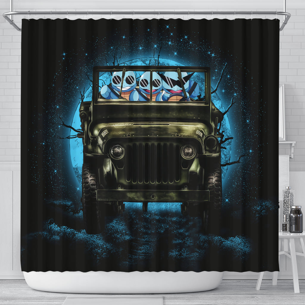Squirtle Gangster Halloween Moonlight Shower Curtain