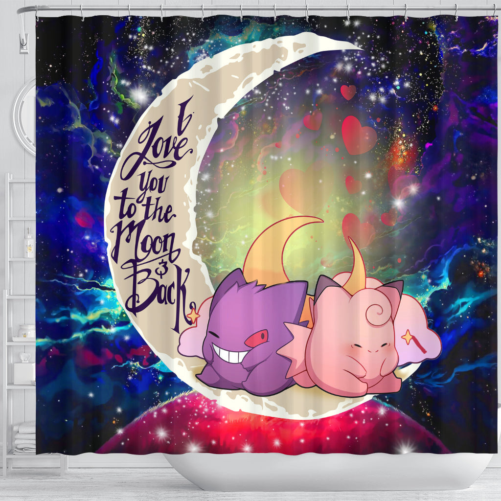 Gengar And Clefable Cute Pokemon Love You To The Moon Galaxy Shower Cu