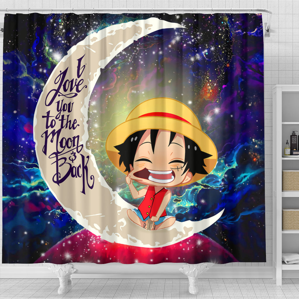 Luffy One Piece Love You To The Moon Galaxy Shower Curtain