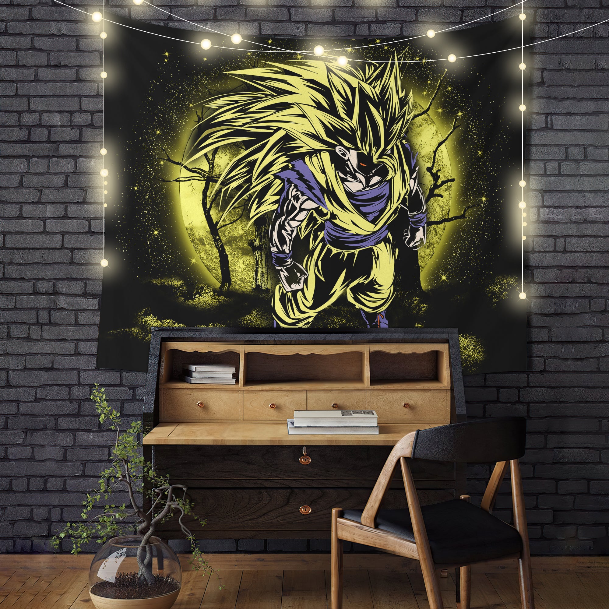 Goku Super Saiyan 3 Dragon Ball Moonlight Tapestry Room Decor