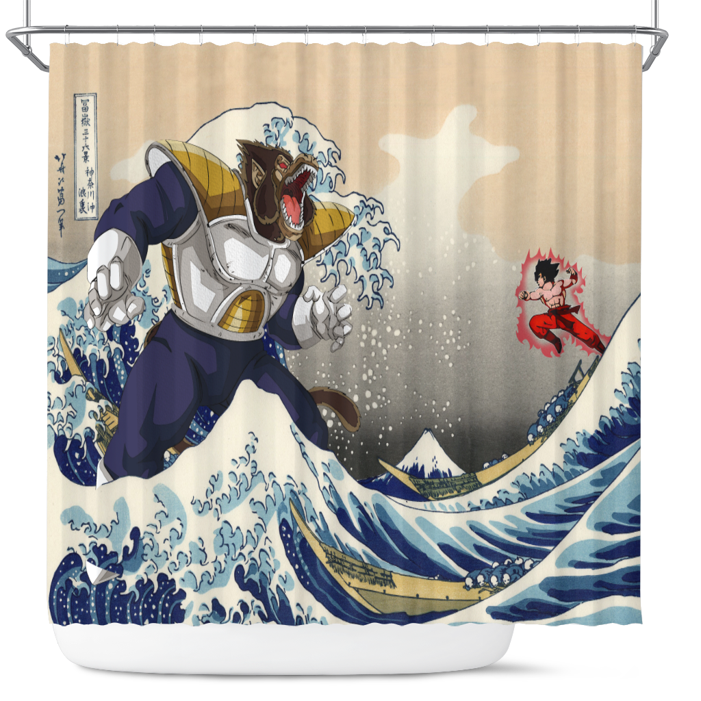 Goku Vs Vegeta The Great Wave Japan Anime Dragon Ball Shower Curtain