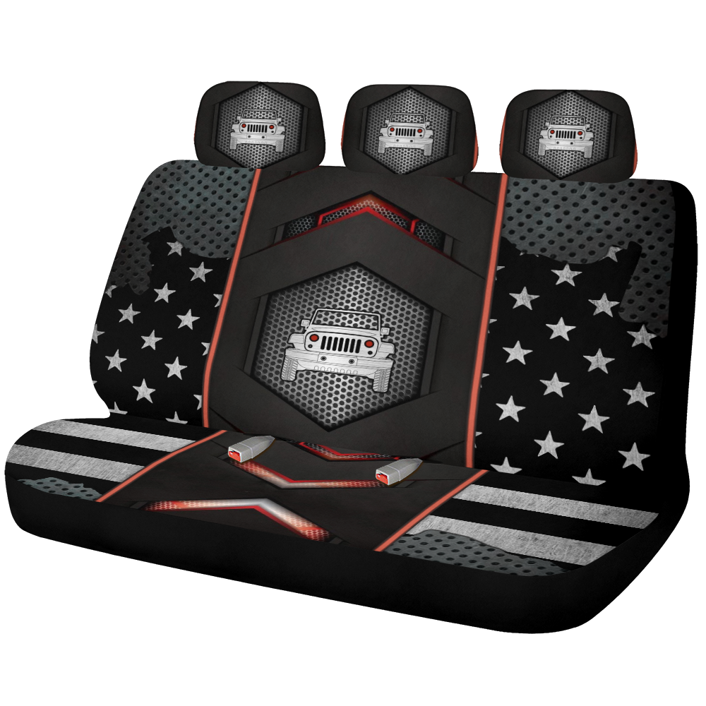 Jeep Iron Style US Flag Car Back Seat Covers
