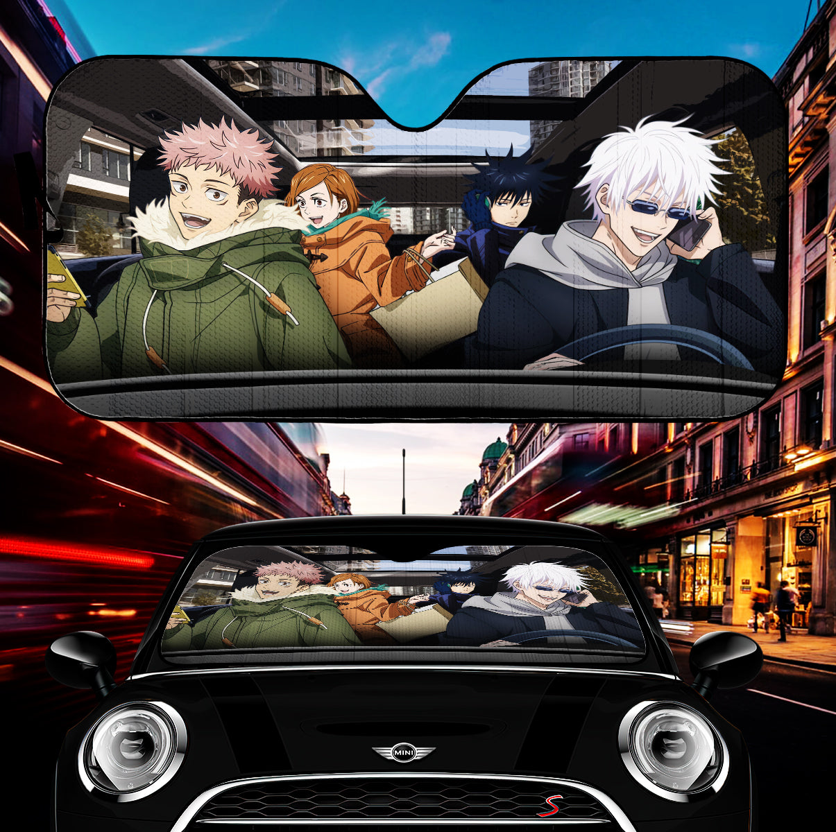 Jujutsu Kaisen Gojo Yuji Megumi Nobara Car Auto Sunshades