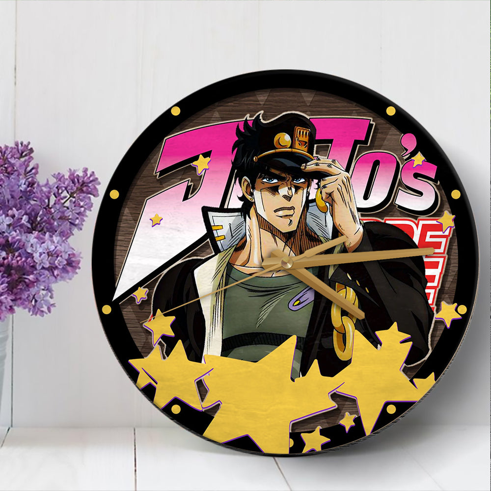 Jojo Bizarre Adventure Jotaro Kujo Wood Wall Clock