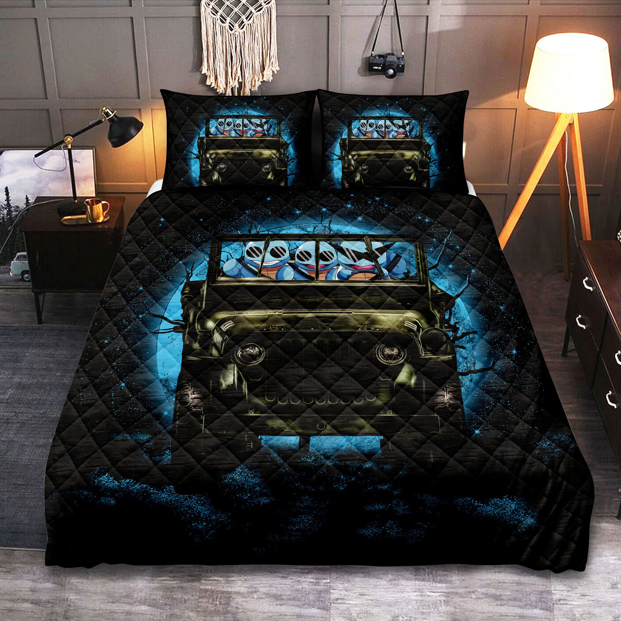 Squirtle Gangster Halloween Moonlight Quilt Bed Sets