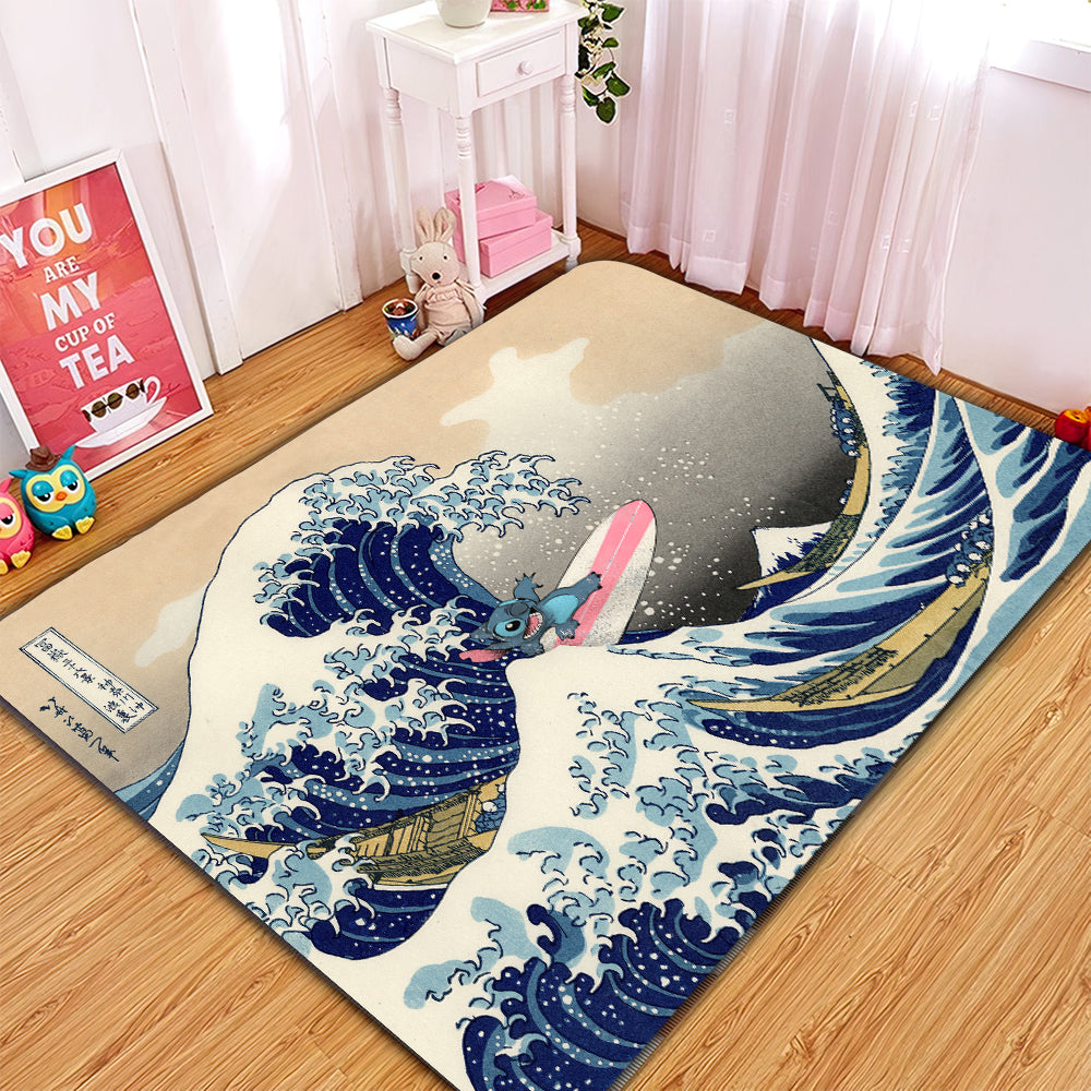 Stitch The Great Wave Japan Rectangular Area Rug