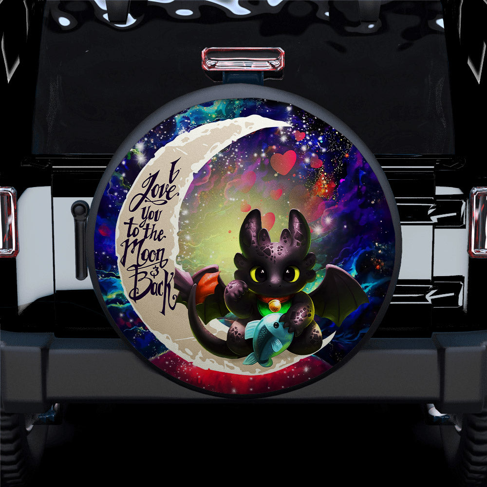 Toothless With Fish Love You To The Moon Galaxy Car Spare Tire Covers
