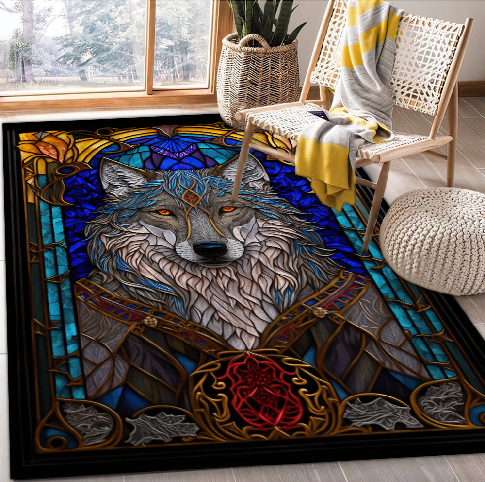 Wolf Gothic Glass Rectangular Area Rug