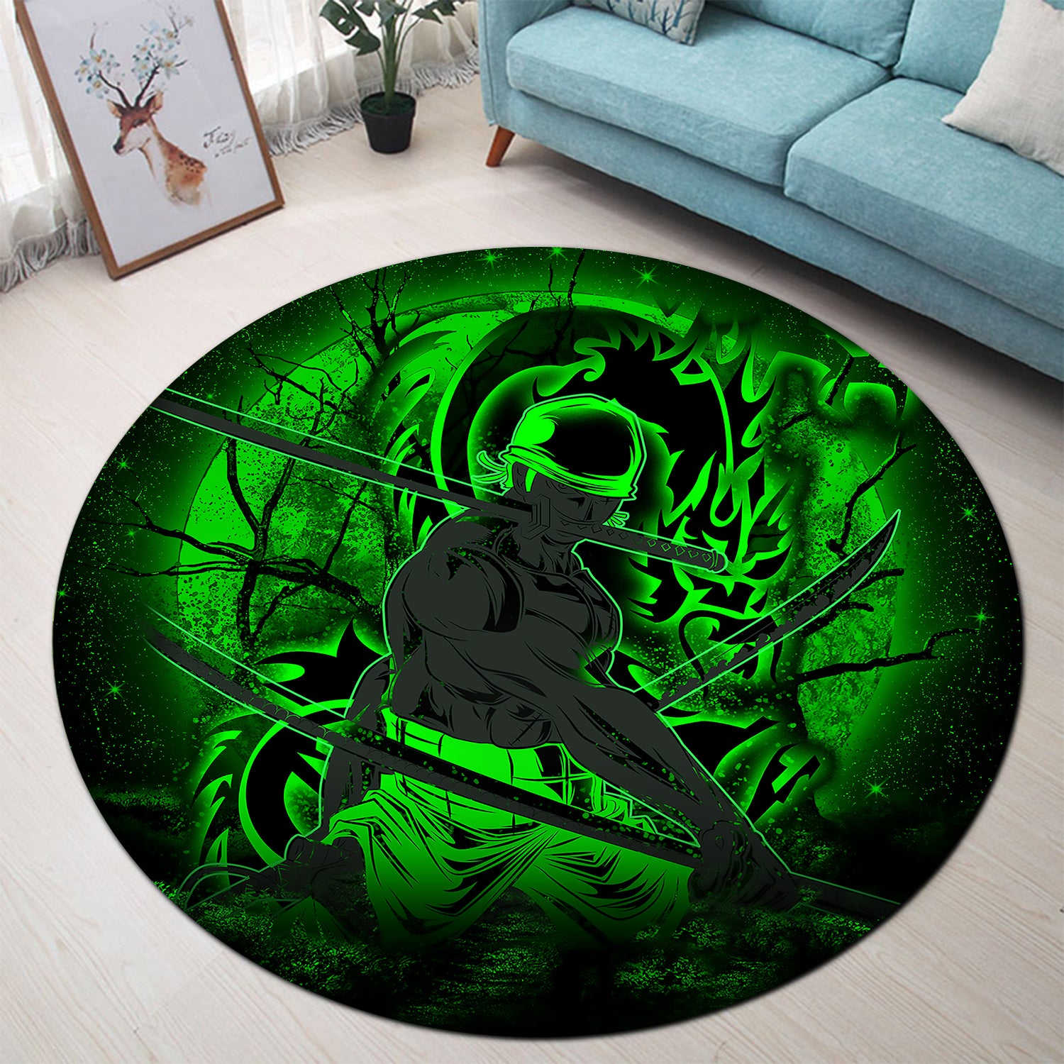 Zoro One Piece Moonlight Round Rug